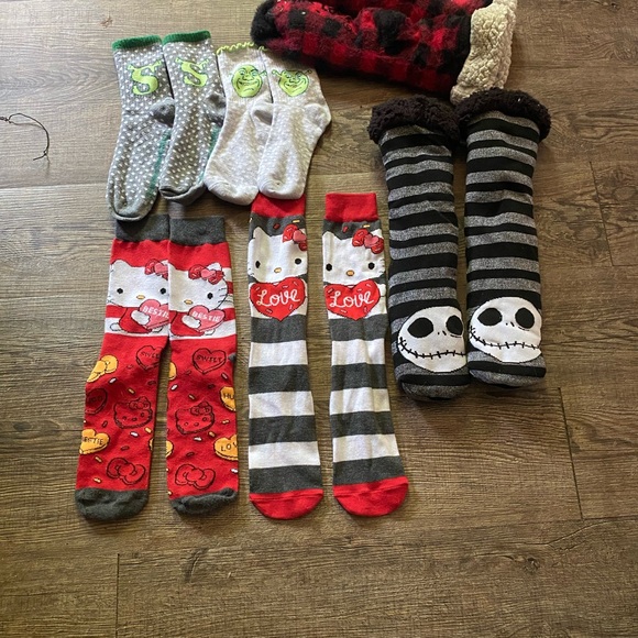 Other | Hello Kitty And Jack Skellington Shrek Themed Socks | Poshmark